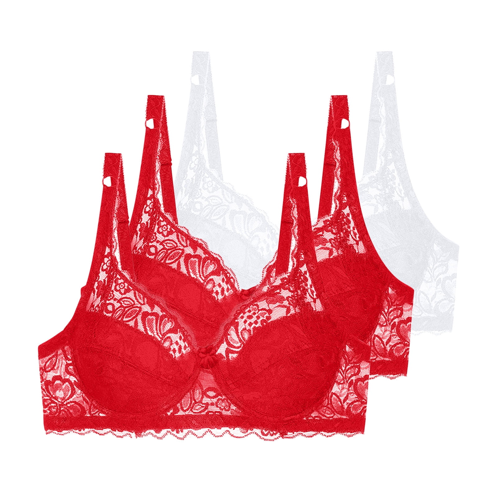 Fatuov Lace Underwire Bras for Women Full Coverage Push Up Soft Daily ...