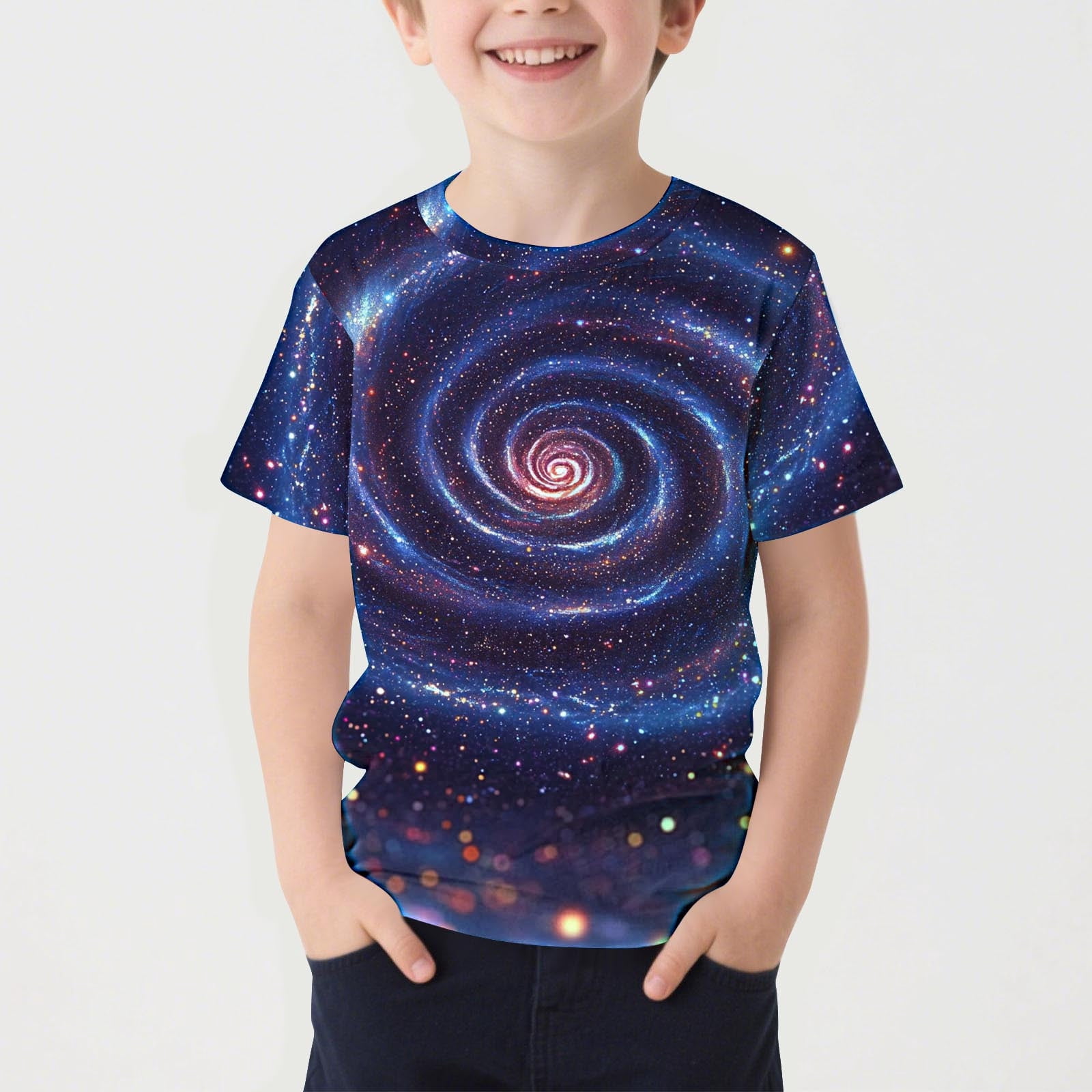 Fatuov Lightweight Tops for Kids Round Neck Galaxy Star Printed ...
