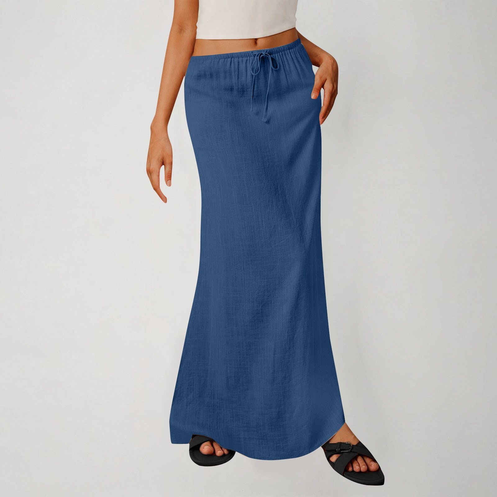 Fatuov Linen Maxi Skirts for Women Trendy Summer Beach Skirts for ...