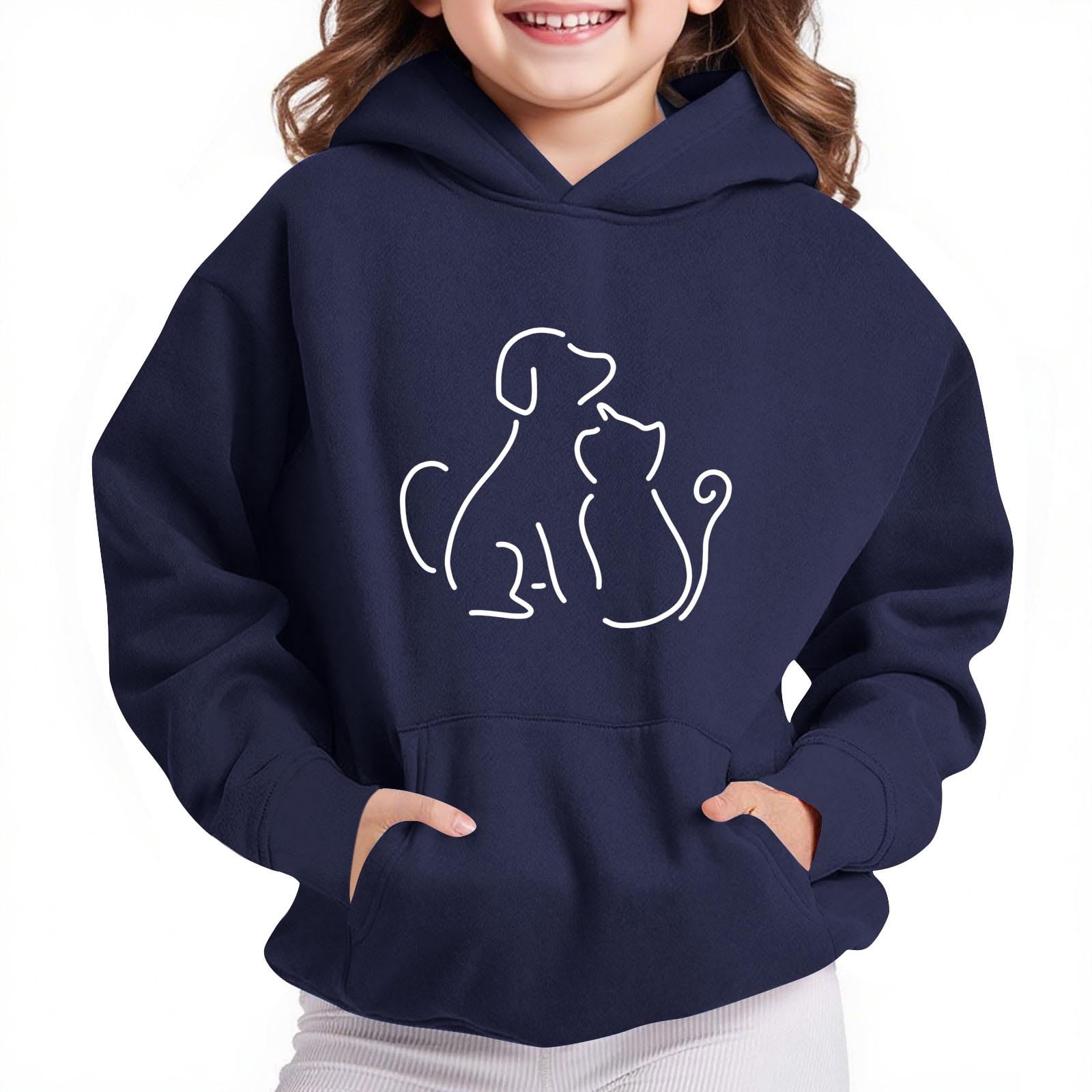 Fatuov Navy Unisex Child Hoodie Pocket Fashion Hooded Sweatshirt for ...