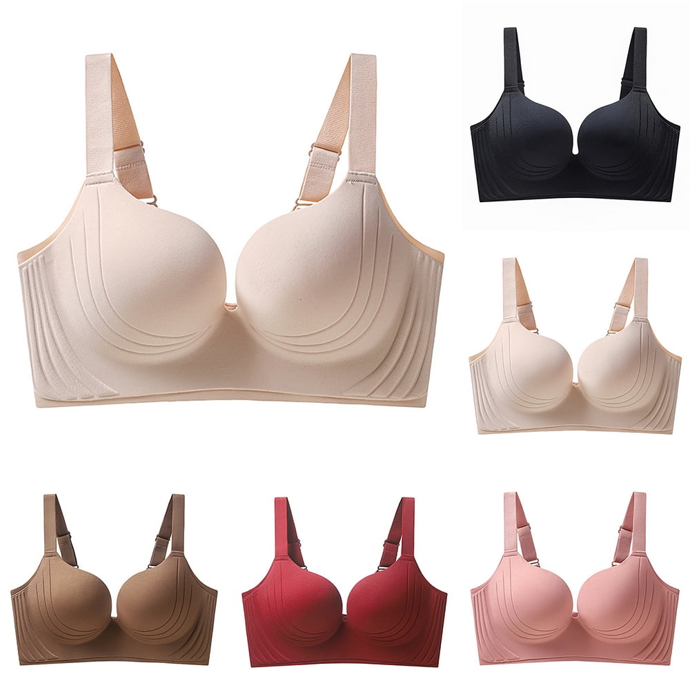 Fatuov Plus Size Bras for Women Push-Up Solid Color Underwear for Home ...