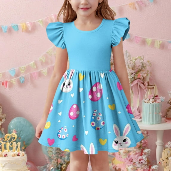 Fatuov Summer Dress for Girls Crew Neck Beach A-Line Dress for Holiday ...