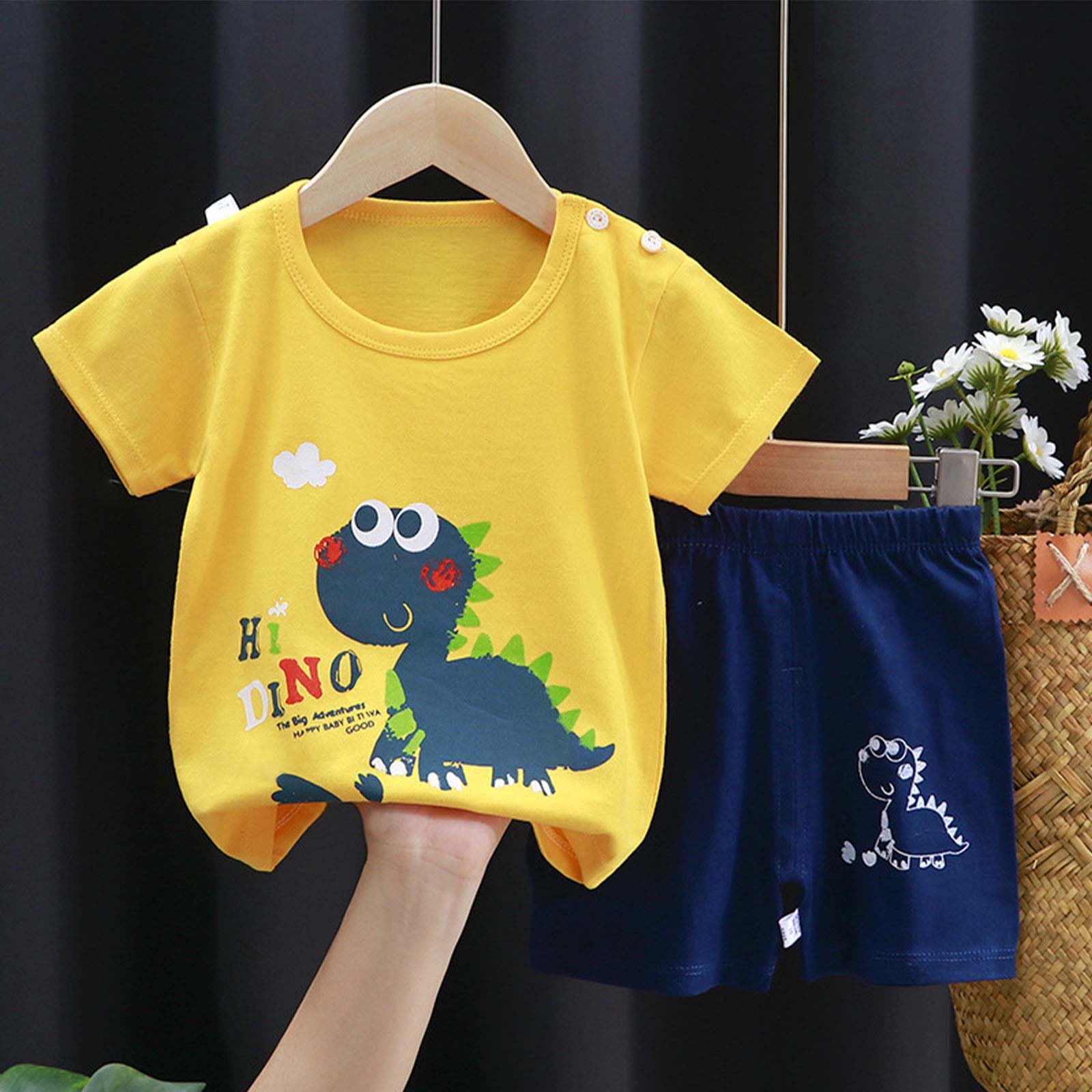 Fatuov Summer Short Sleeve Outfits for Kids Soft Top and Shorts Set for ...