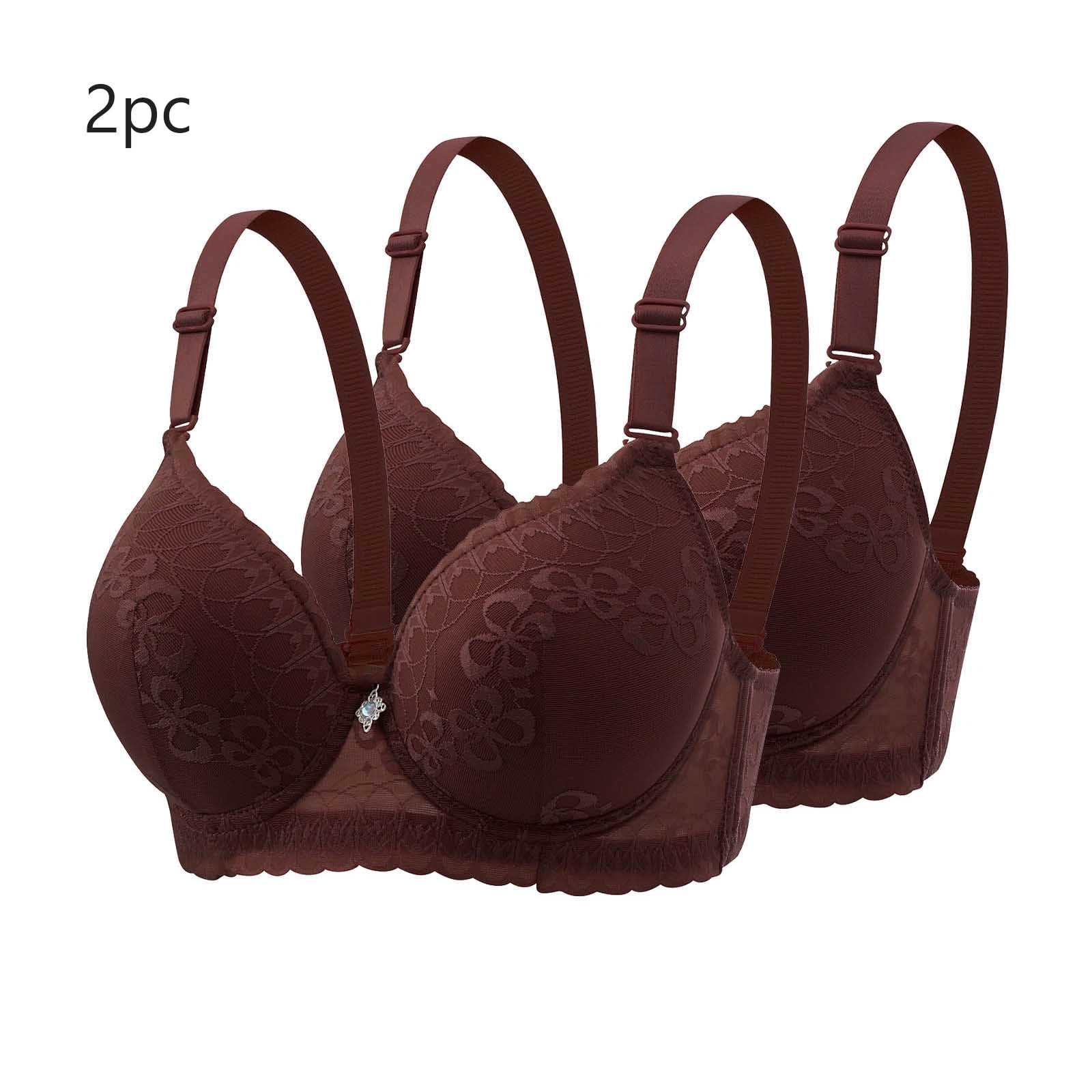 Fatuov 44B Bras for Women Plus Size Push Up Bras Lace Everyday Underwear Comfort Underwire, 2 ...