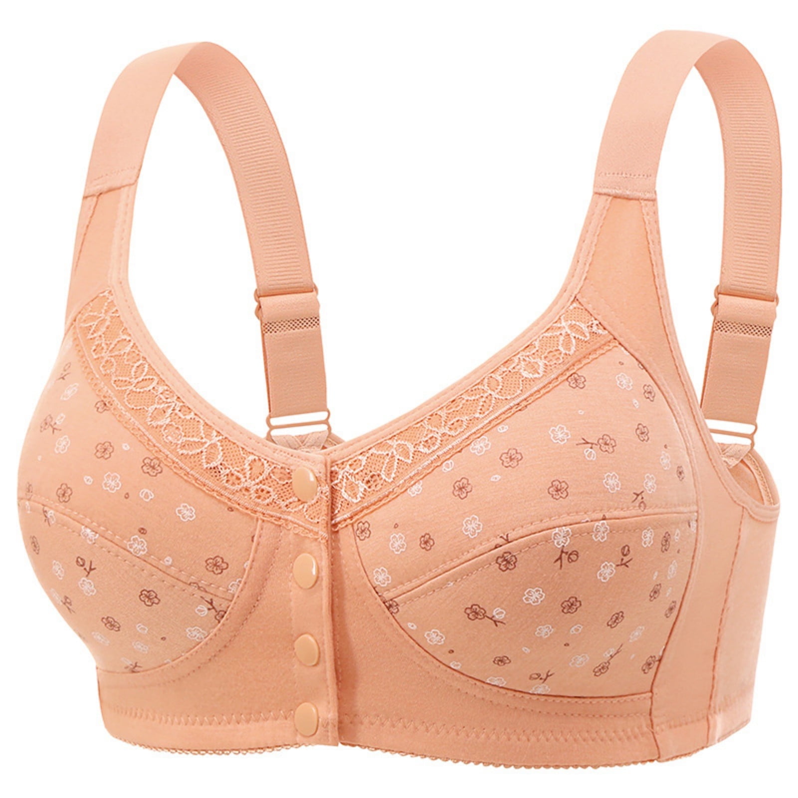 Fatuov Wirefree Bras for Women Front Closure Full Coverage Push-Up ...