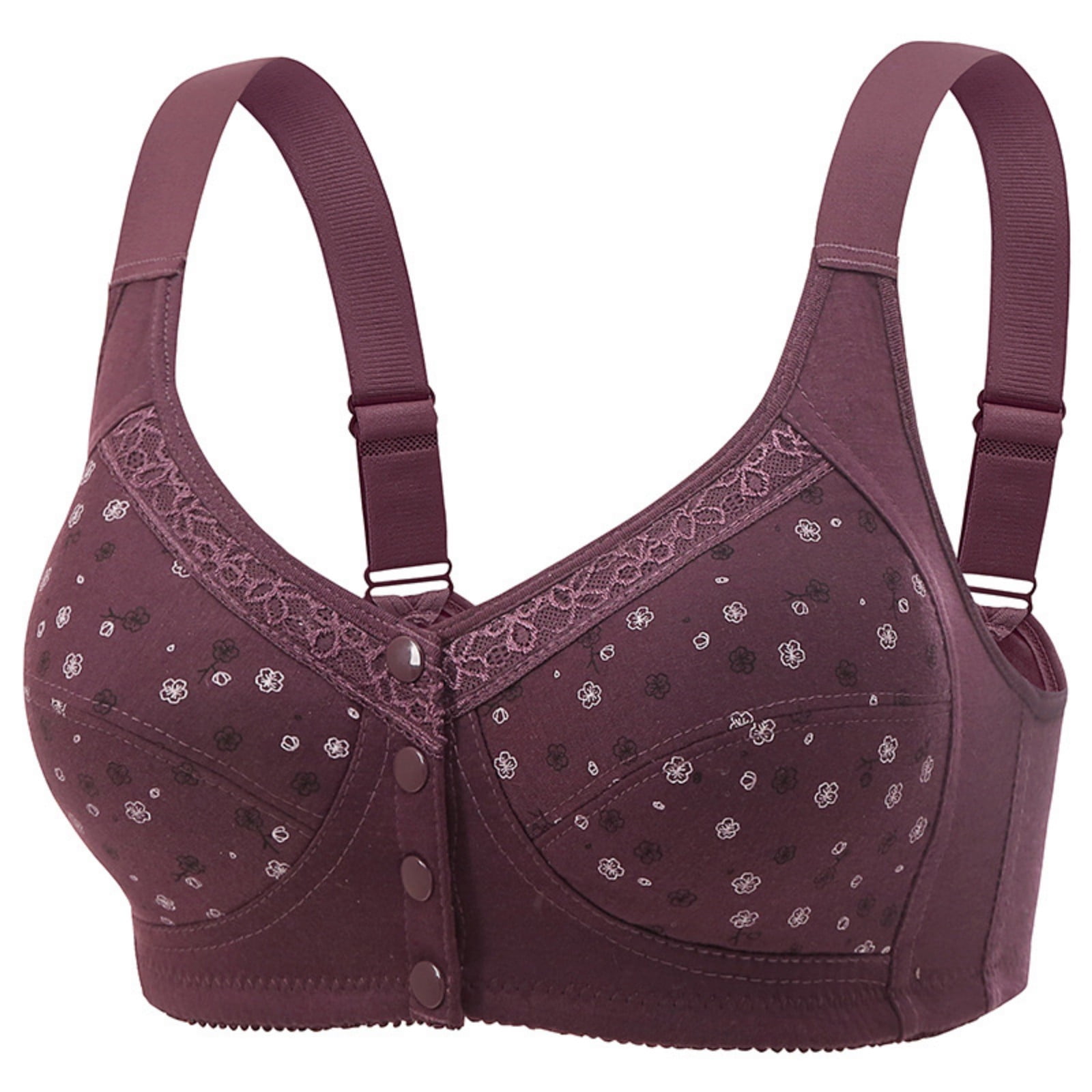 Fatuov Wirefree Bras for Women Front Closure Full Coverage Push-Up ...