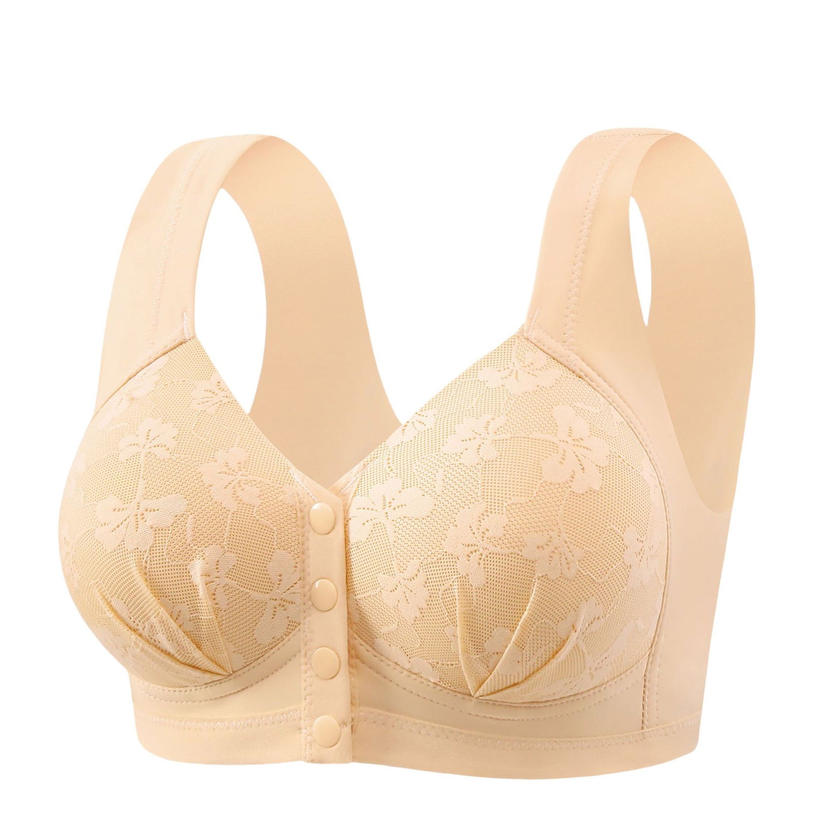 Fatuov Wireless Bras for Women Front Closure Solid Color Push-Up ...