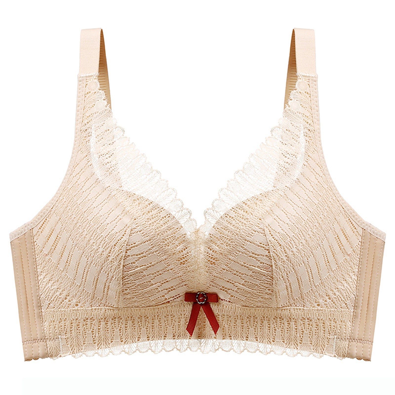 Fatuov Wireless Bras for Women Push-Up Bras Solid Color Lace Underwear ...