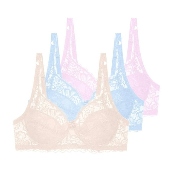 Fatuov Women's Lace Bra with Underwire Solid Color Full Coverage ...