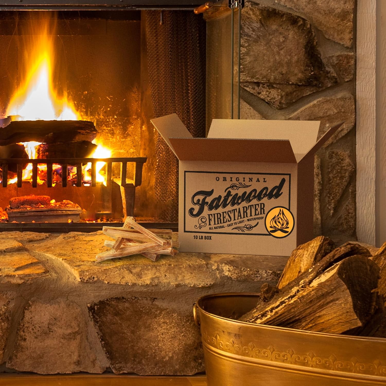 Fatwood Fire Starter Sticks 10-lb Box 2-Pack - Indoor or Outdoor All ...