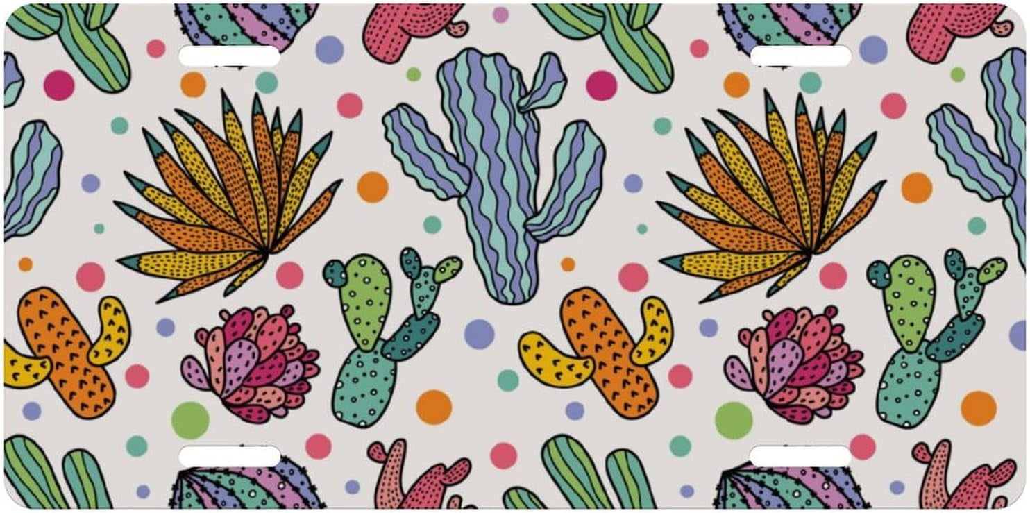 Faty-T 12x6 inch Cute Cactus Decorative Car Front License Plate, Vanity ...