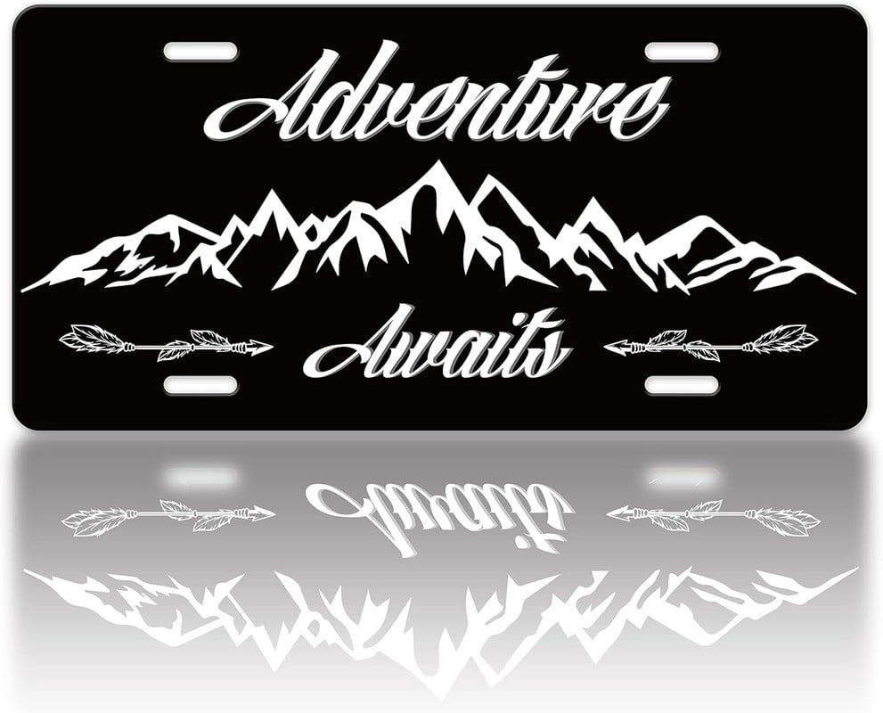 Faty-T Adventure Awaits Mountains Front License Plate,License Plate ...