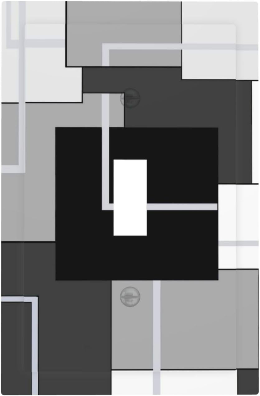 Faty-T Black White Grey Geometric 1-Gang Toggle Electrical Plate Covers ...