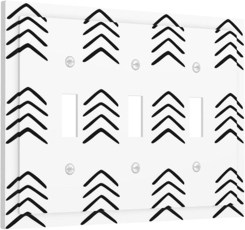 Faty-T Black White Modern Striped Print 3-Gang Toggle Electrical ...