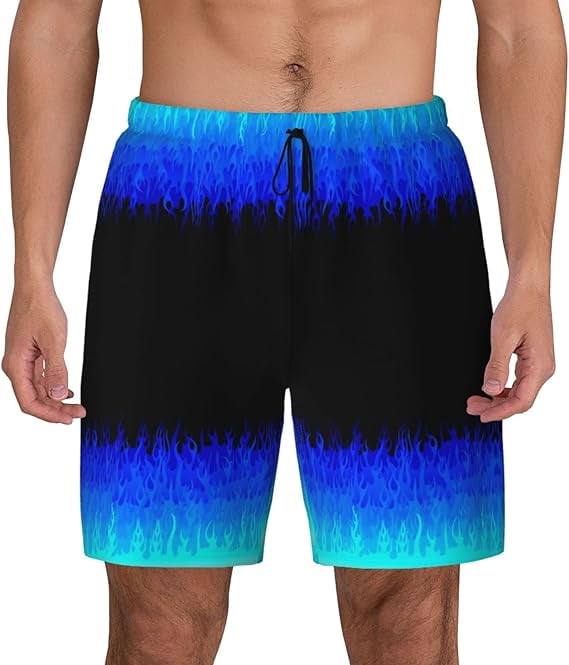Faty-T Blue Black Graphic Mens Swim Trunks Bathing Suit with ...
