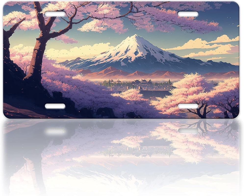 Faty-T Cherry Blossoms Mount Fuji Front License Plate,License Plate ...