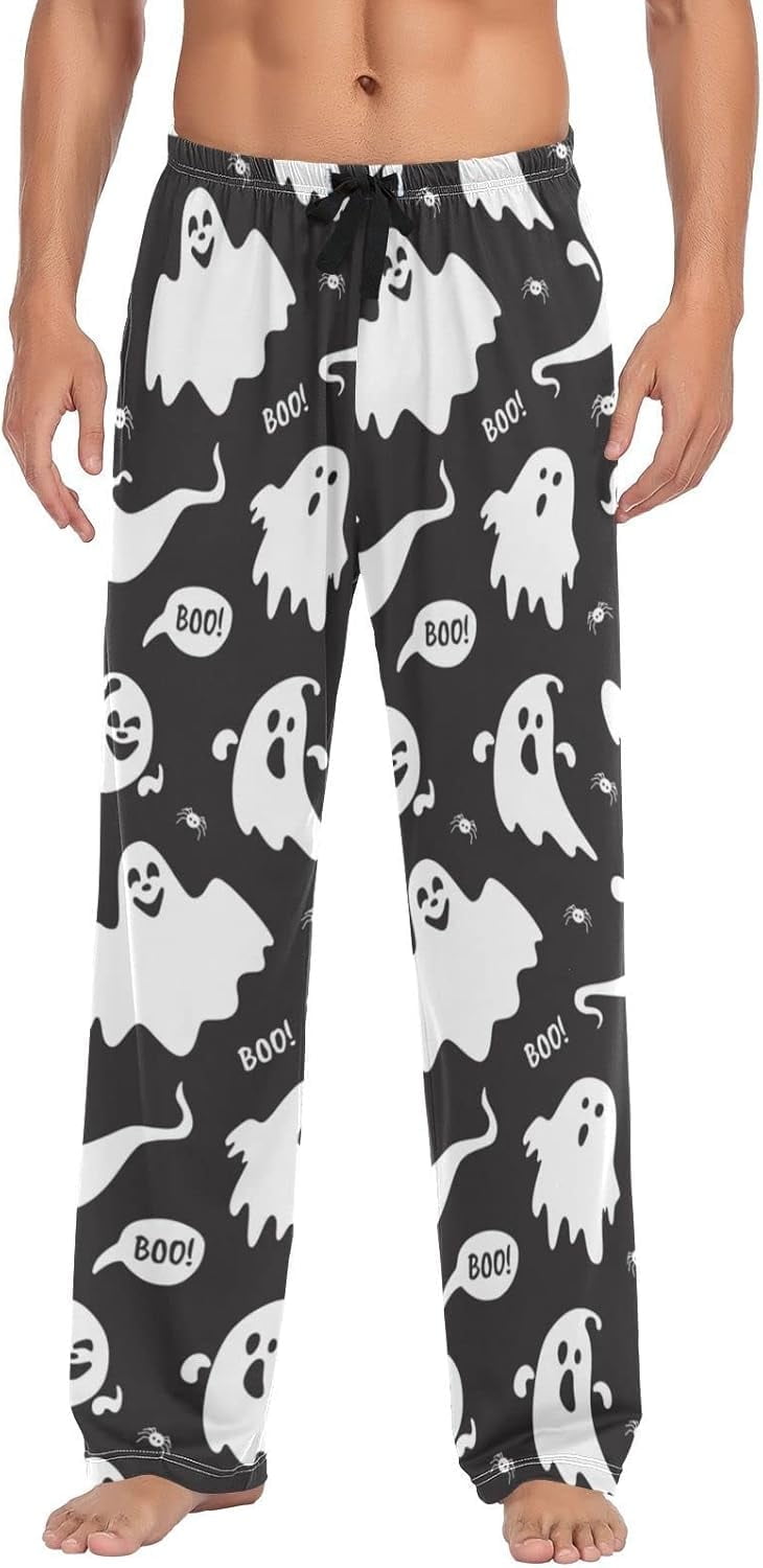 Faty-T Christmas Snowflakes Pajama Pants White Black Texture Lounge Sleepwear PJs Men's Pajama ...