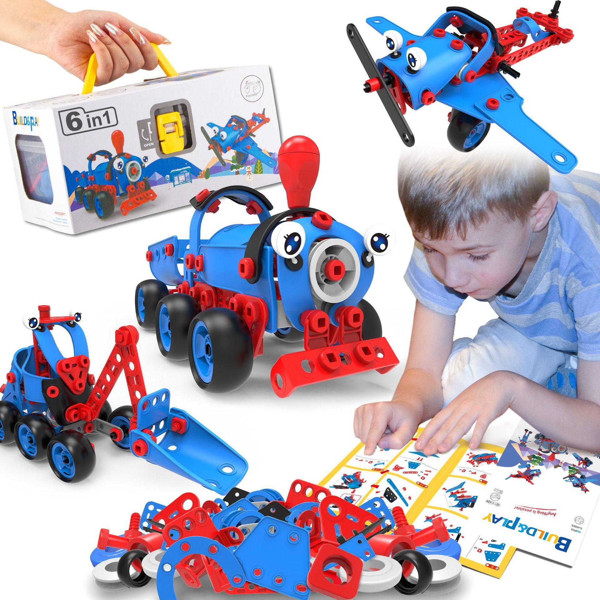Faty-T City Construction truck Building Block Set for Kids,143 pcs STEM ...