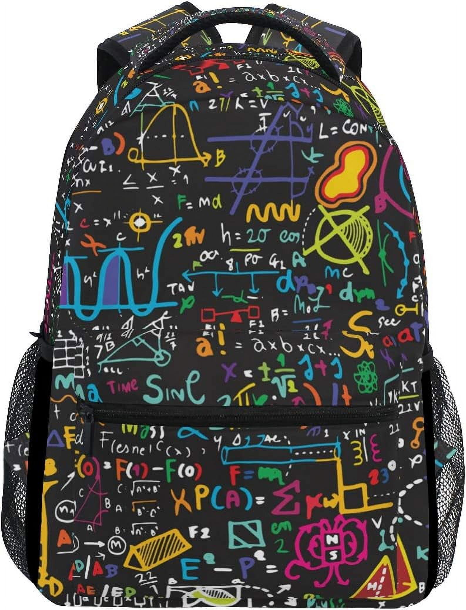 Faty-T Colorful Math Science Geometric Large Backpack Personalized ...