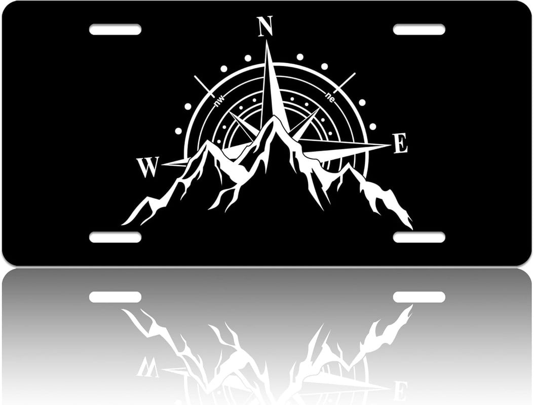 Faty-T Compass Mountain Front License Plate,License Plate Funny Car ...