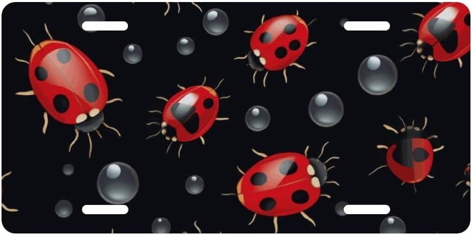 Faty-T Cute Ladybug Bubble Front License Plate,License Plate Funny Car ...