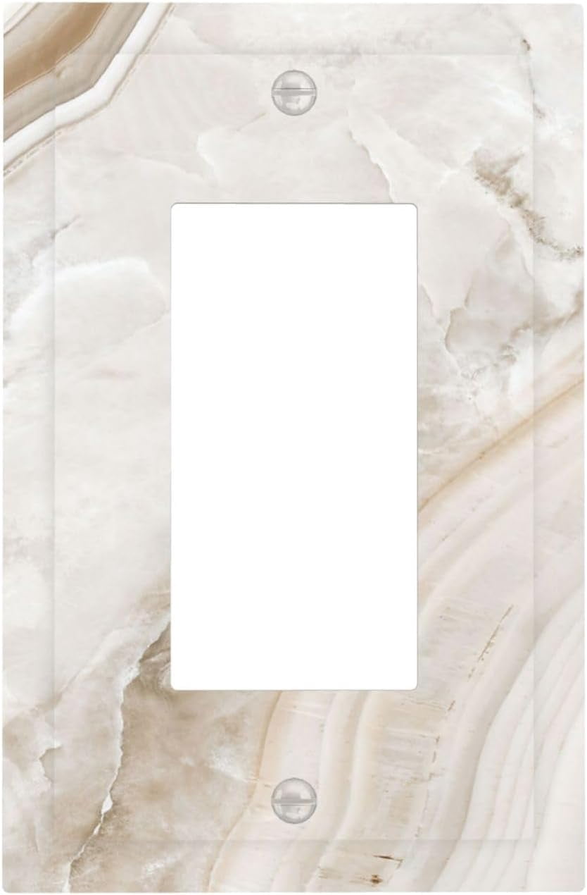 Faty-T Decorative Outlet Covers Beige Marble Pattern Single Rocker / 5 ...