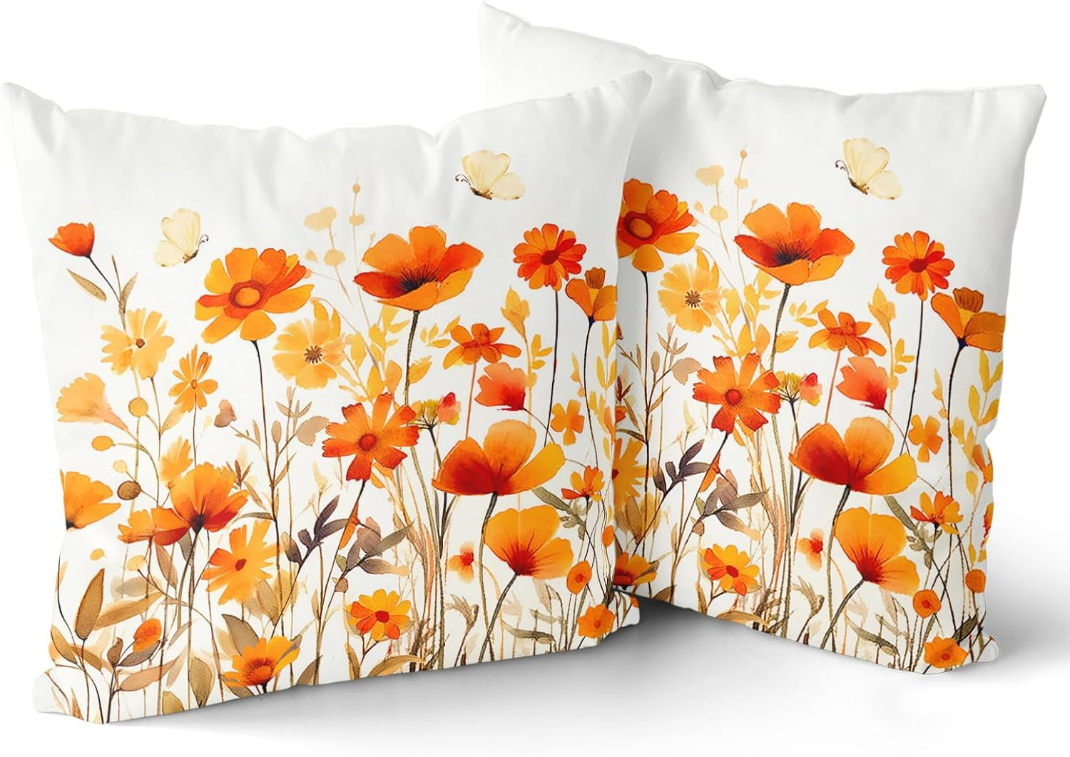 Faty-T Fall Wildflowers Decorative Pillow Covers 18 x 18 Inch Set of 2 ...