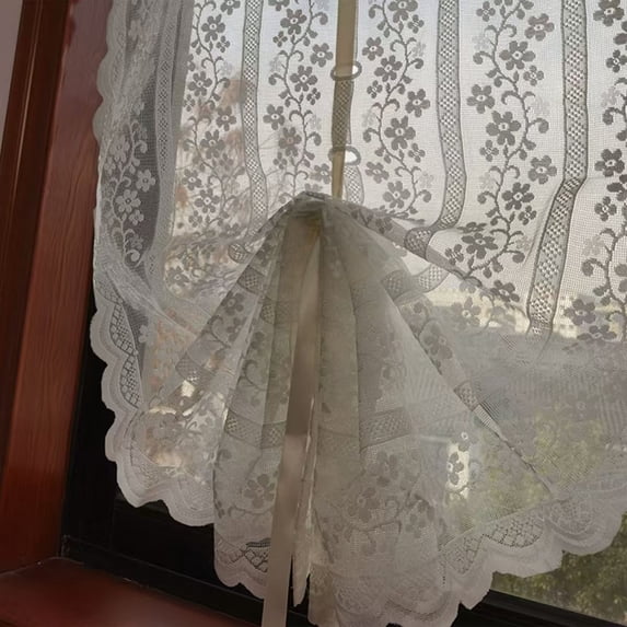 Faty-T Farmhouse Sheer Kitchen Curtains 47 inches Long 2 Panels Set ...