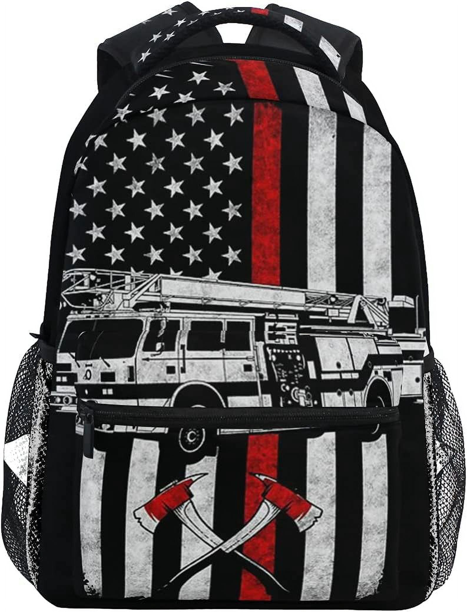 Faty-T Firefighter Flag Backpack Dirt Bike Bookbag for Adult Computer ...