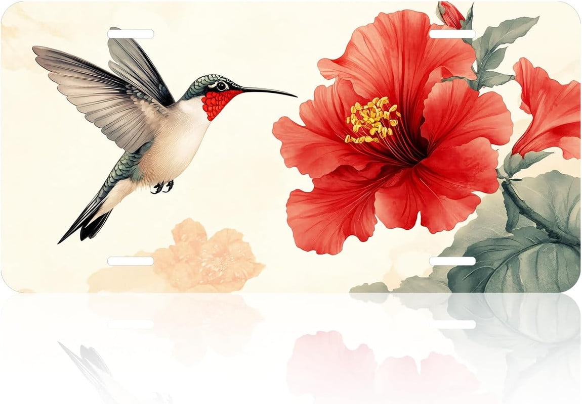 Faty-T Hummingbird Flowers Front License Plate,License Plate Funny Car ...