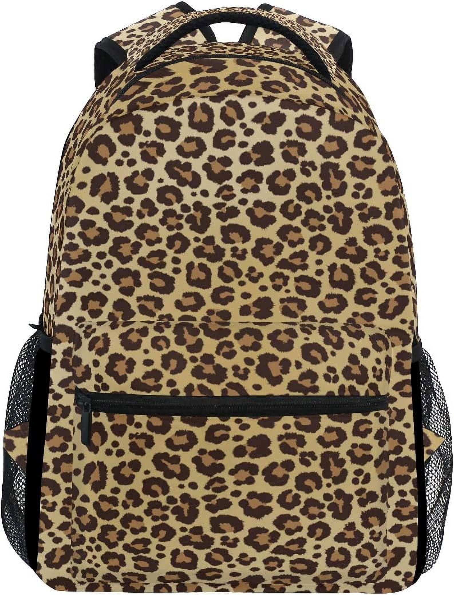 Faty-T Leopard Print Brown Stylish Backpack Purse for Women Girls Kids ...
