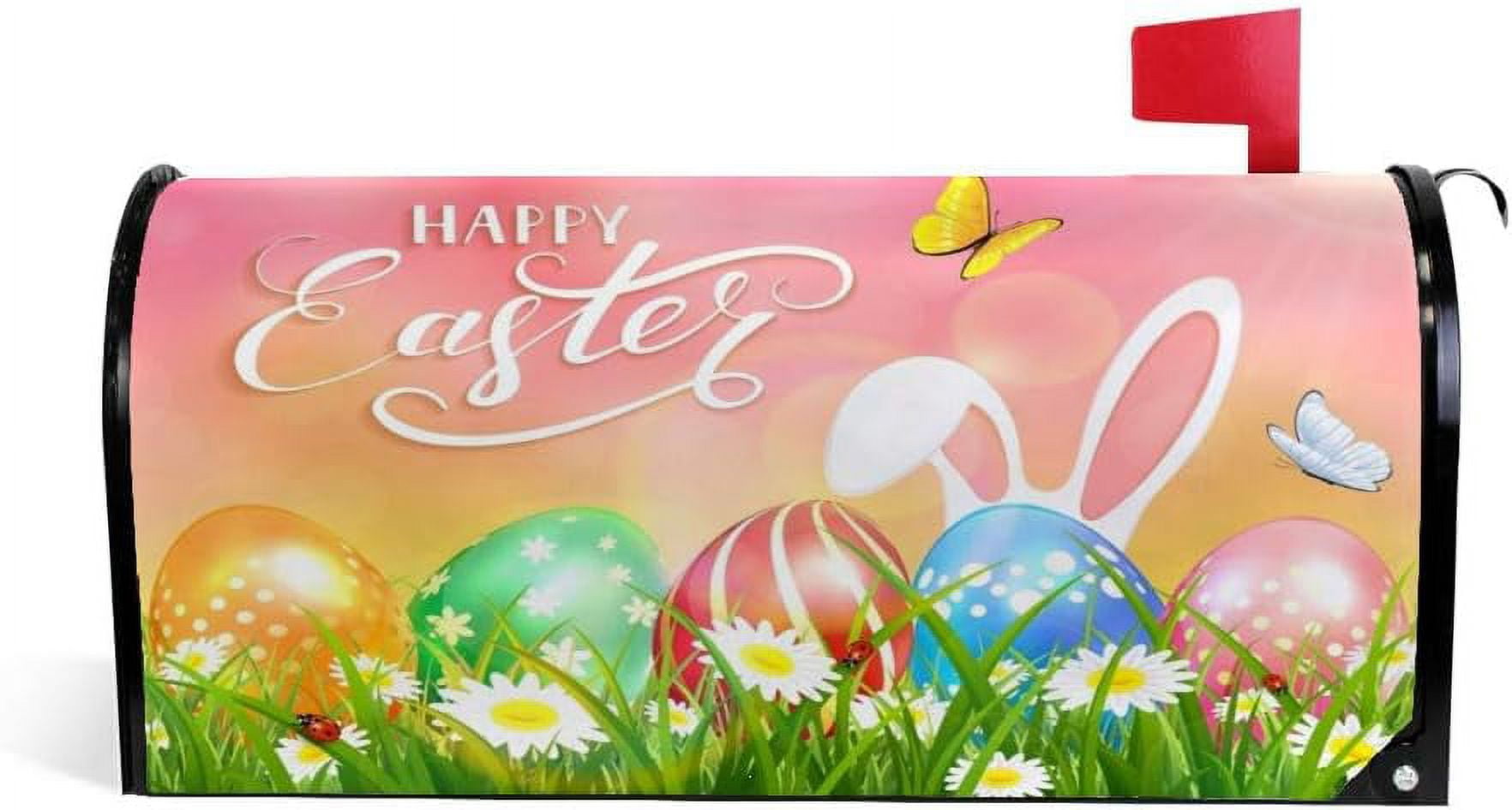 Faty-T Magnetic Mailbox Cover Happy Easter Bunny Colorful Eggs ...