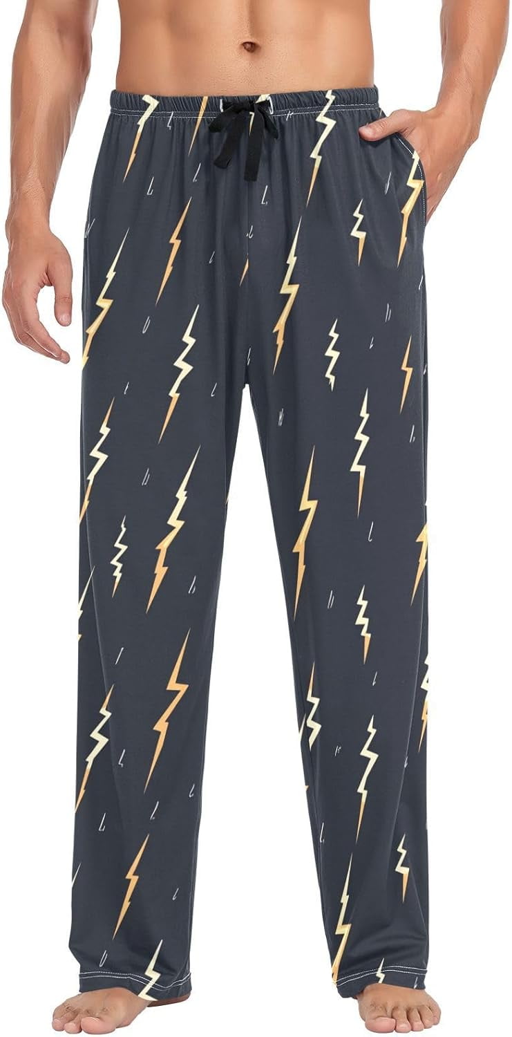 Faty-T Mens Pajama Pant Lightning Bolts Cool Pajama Bottoms Lightweight ...