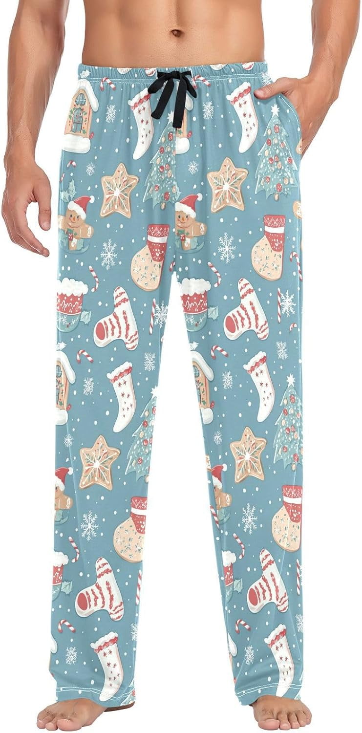 Faty-T Mens Pajama Pants Christmas Decorations Gingerbread Man Pajama ...