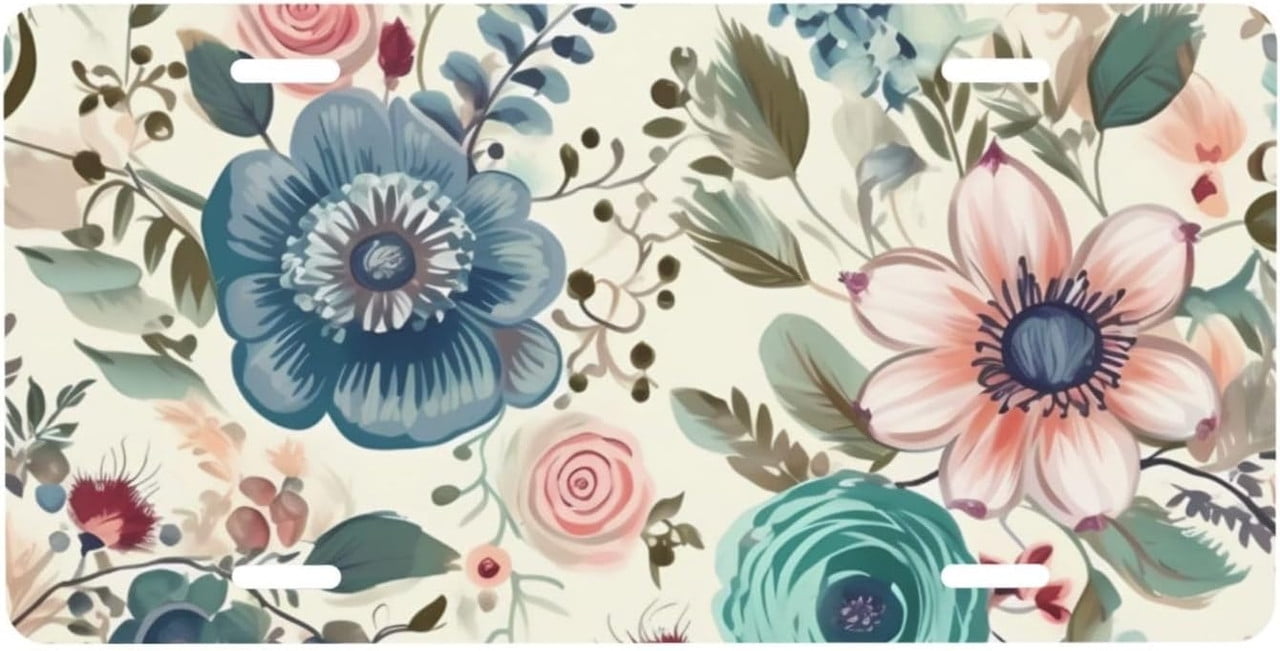 Faty-T Modern Bohemia Flower Front License Plate,License Plate Funny ...