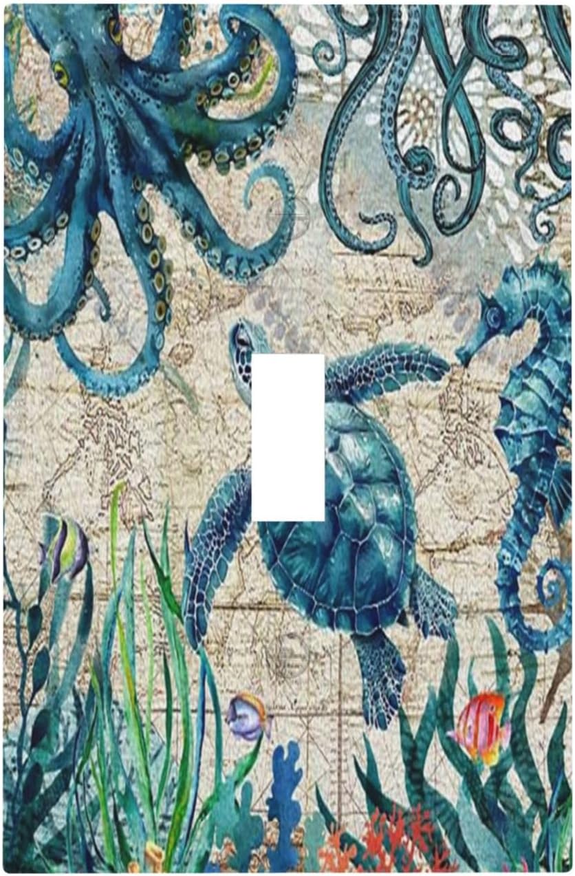 Faty-T Nautical Beach Map Turtle Octopus Seahorse Decorative Toggle 1 ...