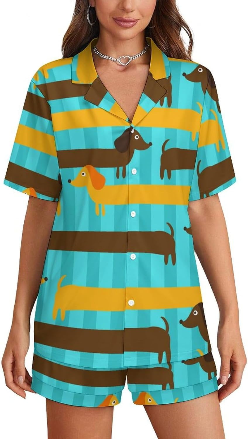 Faty-T Pajama Sets for Womens Cute Funny Dogs Short Sleeve Shirts And Pants Set - Walmart.com