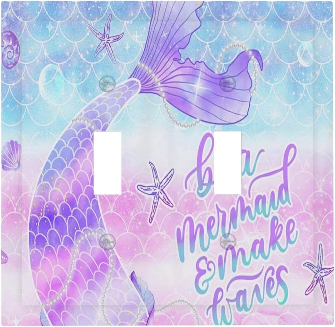 Faty-T Purple Mermaid Tail Scales Print 2 Gang Toggle Decorative Wall ...