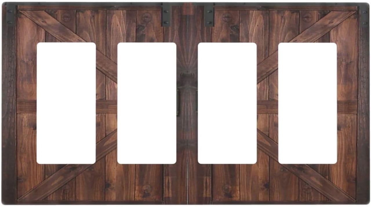 Faty-T Rustic Barn Doors Print Quad Rocker Electrical Receptacle Outlet ...