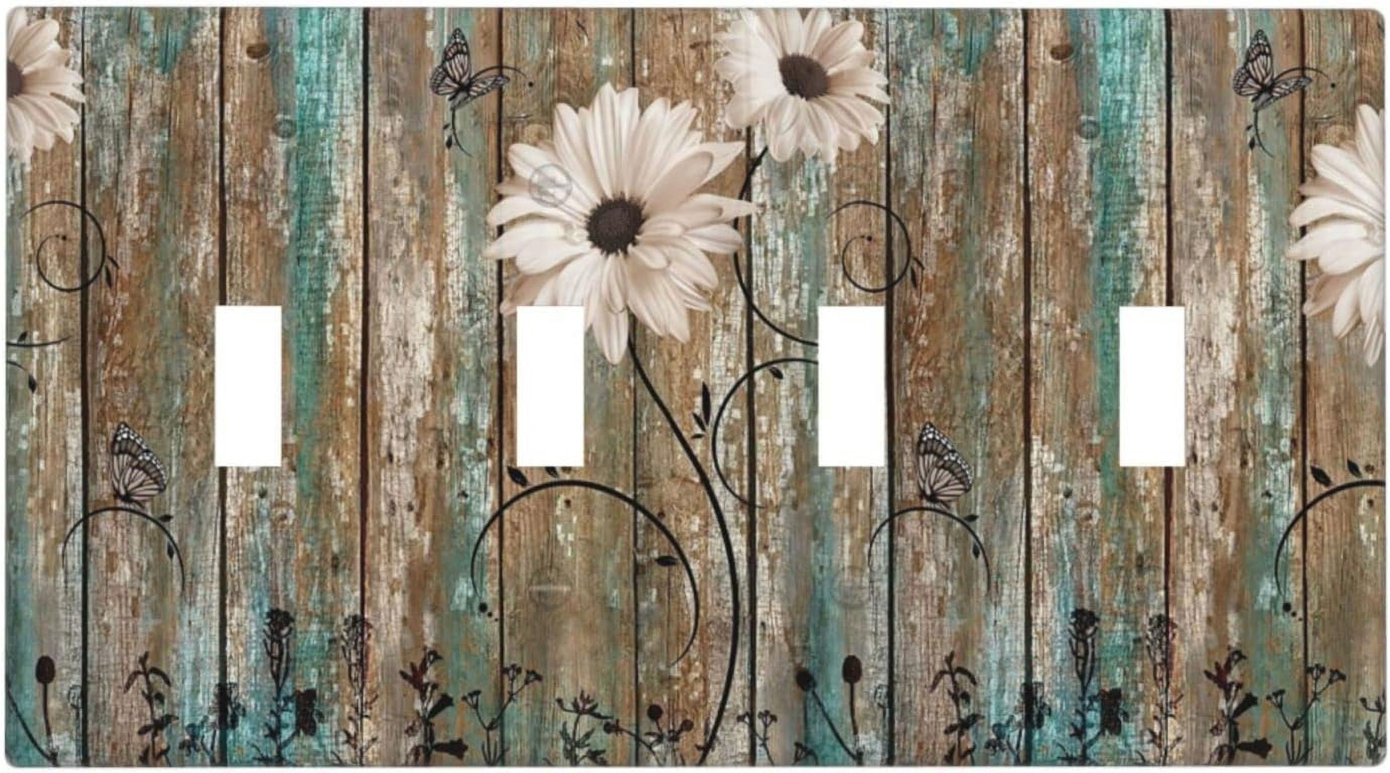 Faty-T Rustic Daisy Flower Decorative Light Switch Cover Switch Plate 4 ...