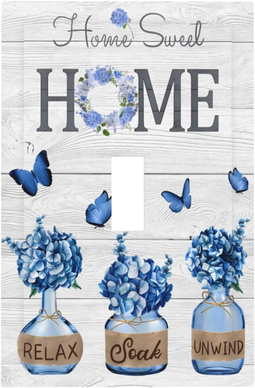 Faty-T Rustic White Wood Butterfly Flowers Light Switch Cover Plate 1 ...