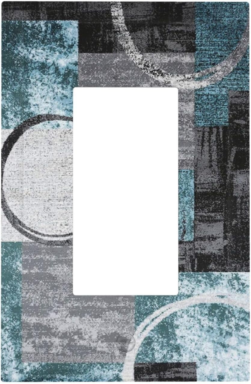 Faty-T Teal Blue Circle Modern Abstract 1-Gang Decorator Electrical ...