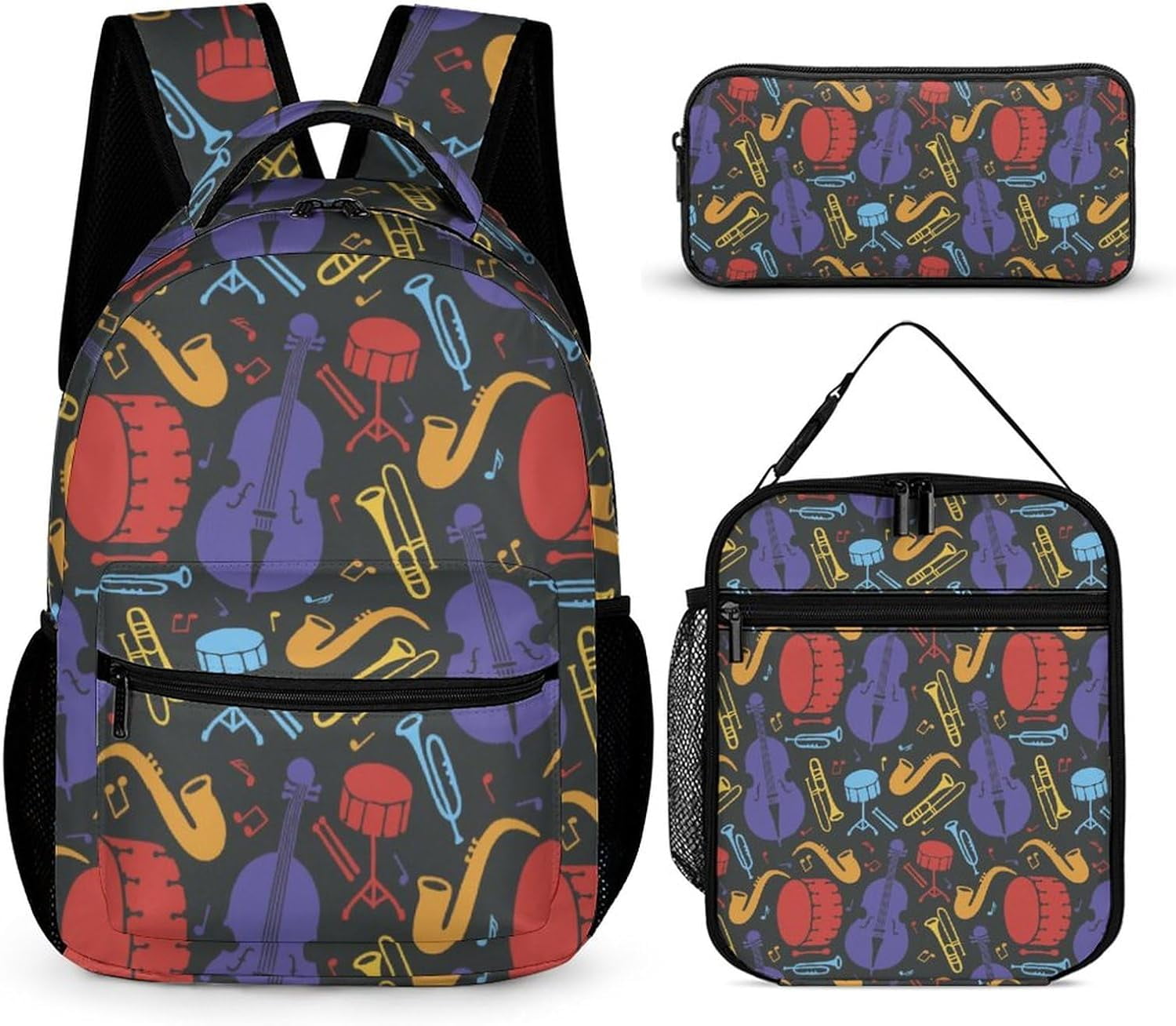 Faty-T Trumpet Musical Instrument Pattern 3 Piece Backpack Sets With ...