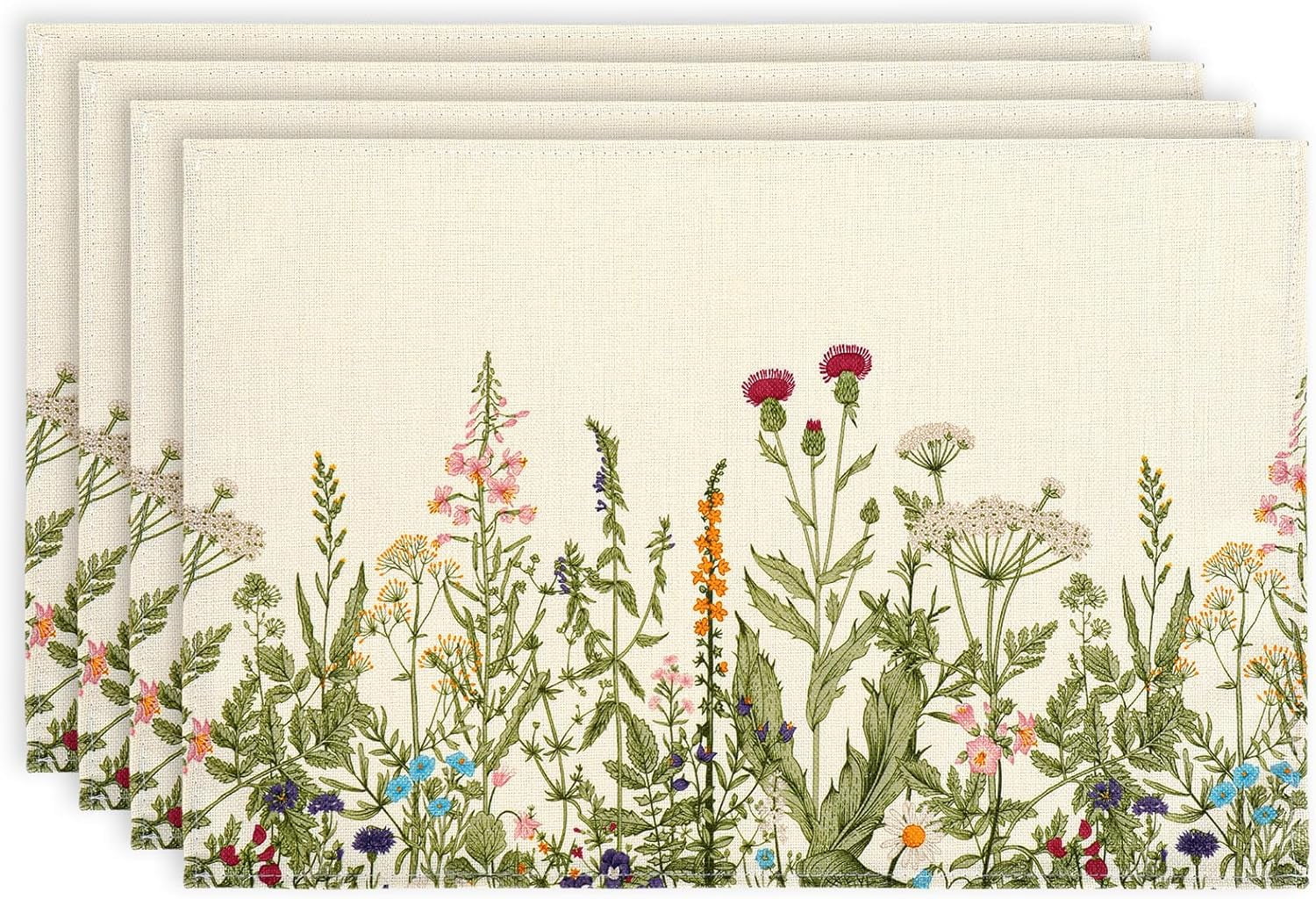 Faty-T Vintage Spring Floral Design Placemat Vintage Non-Slip Heat ...