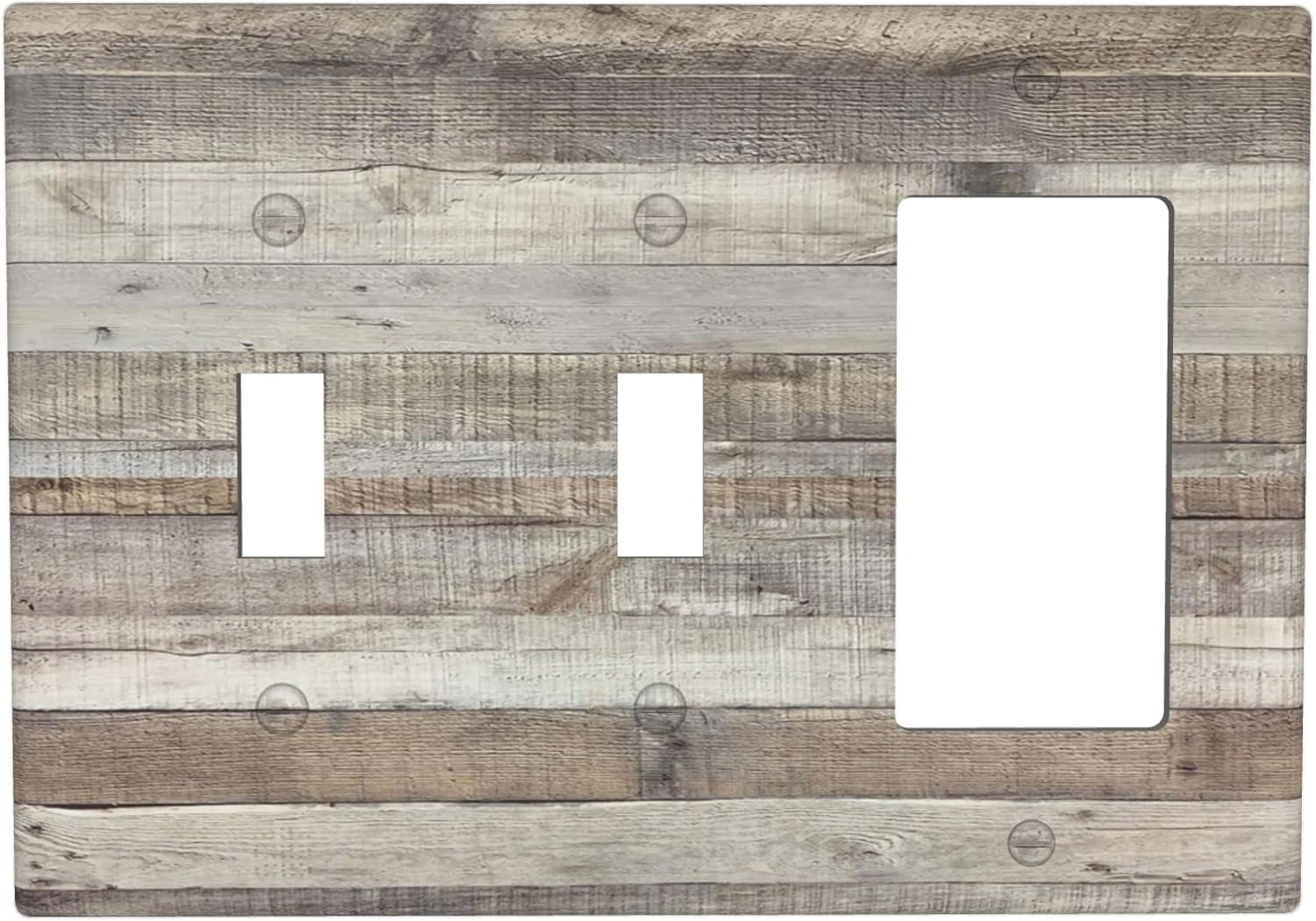 Faty-T Vintage Wood Print Light Switch Cover Switch Plate 2 Toggle 1 ...