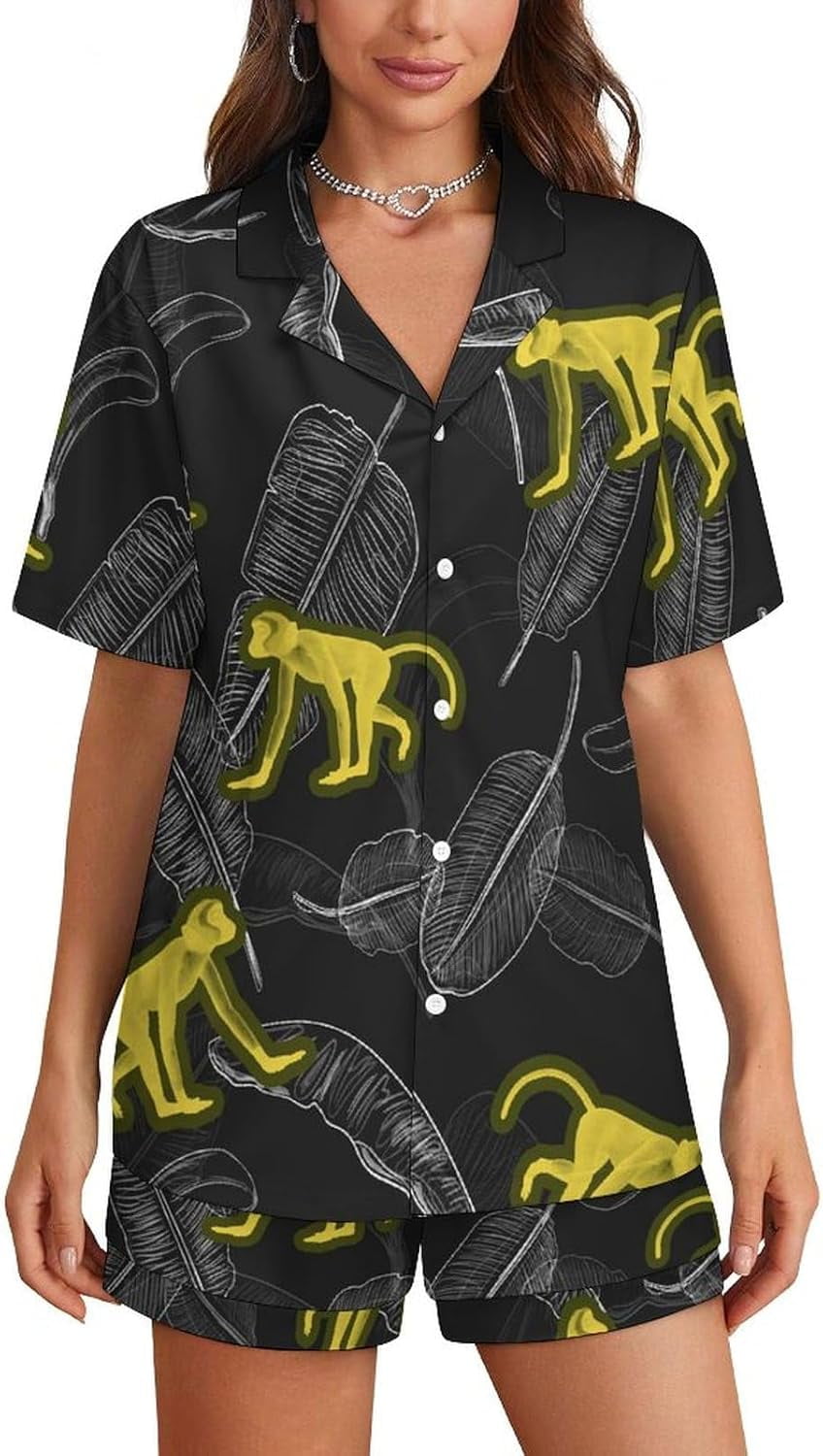 Faty-T Women Pajamas Shorts Sets Cute Dachshunds PJs 2 Piece Outfits Shirt Lounge Pants Set ...