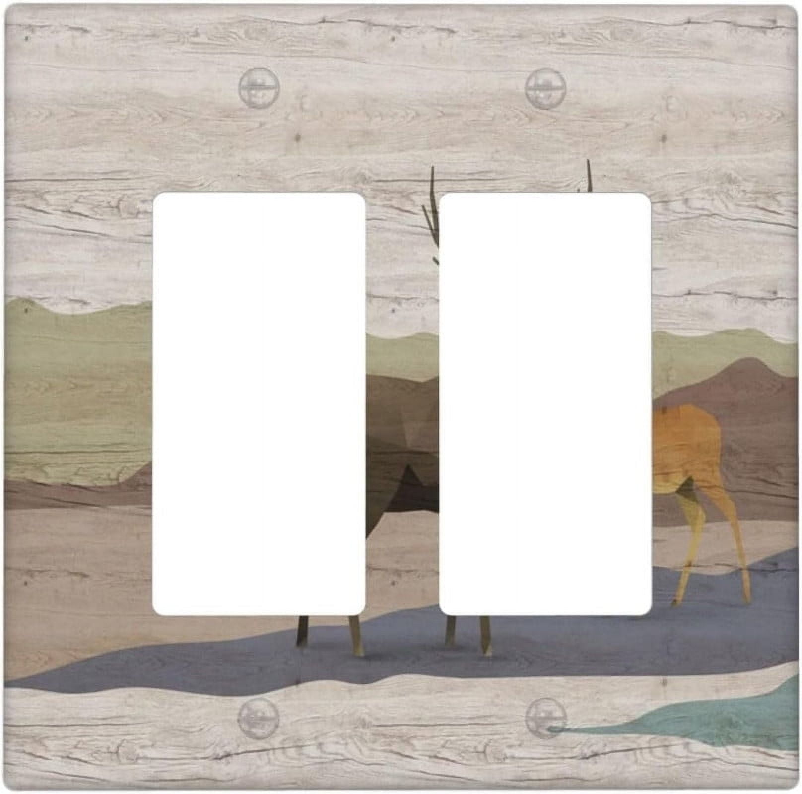 Faty-T Wood Textured Deer Print Double Rocker Electrical Receptacle ...