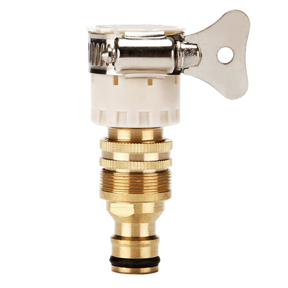 Faucet Adapter Tap Connector Pipe Water Hose White&Gold Aluminium Alloy ...