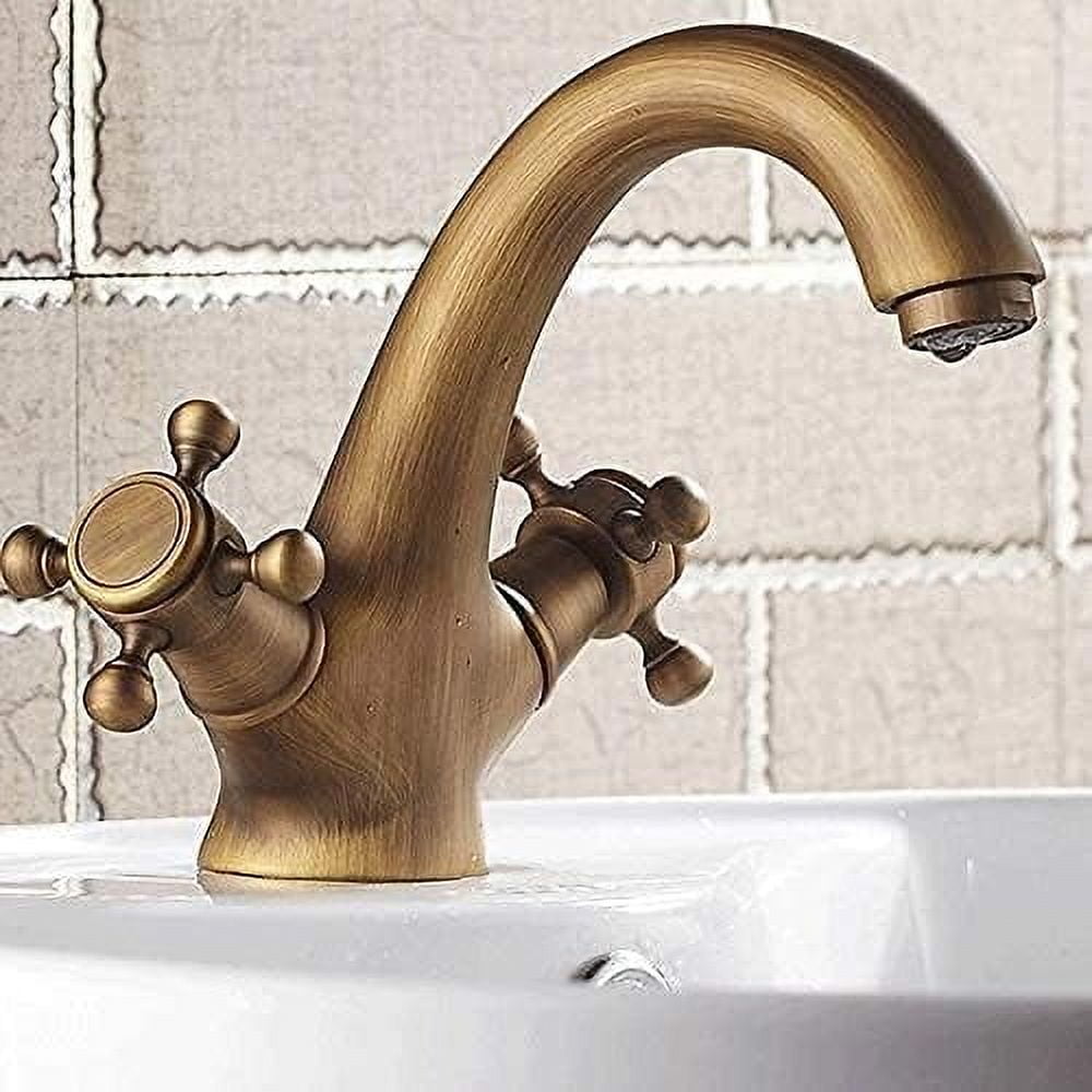 Faucet Antique Continental Faucet Pure Bronze Single Hole Basin Water ...