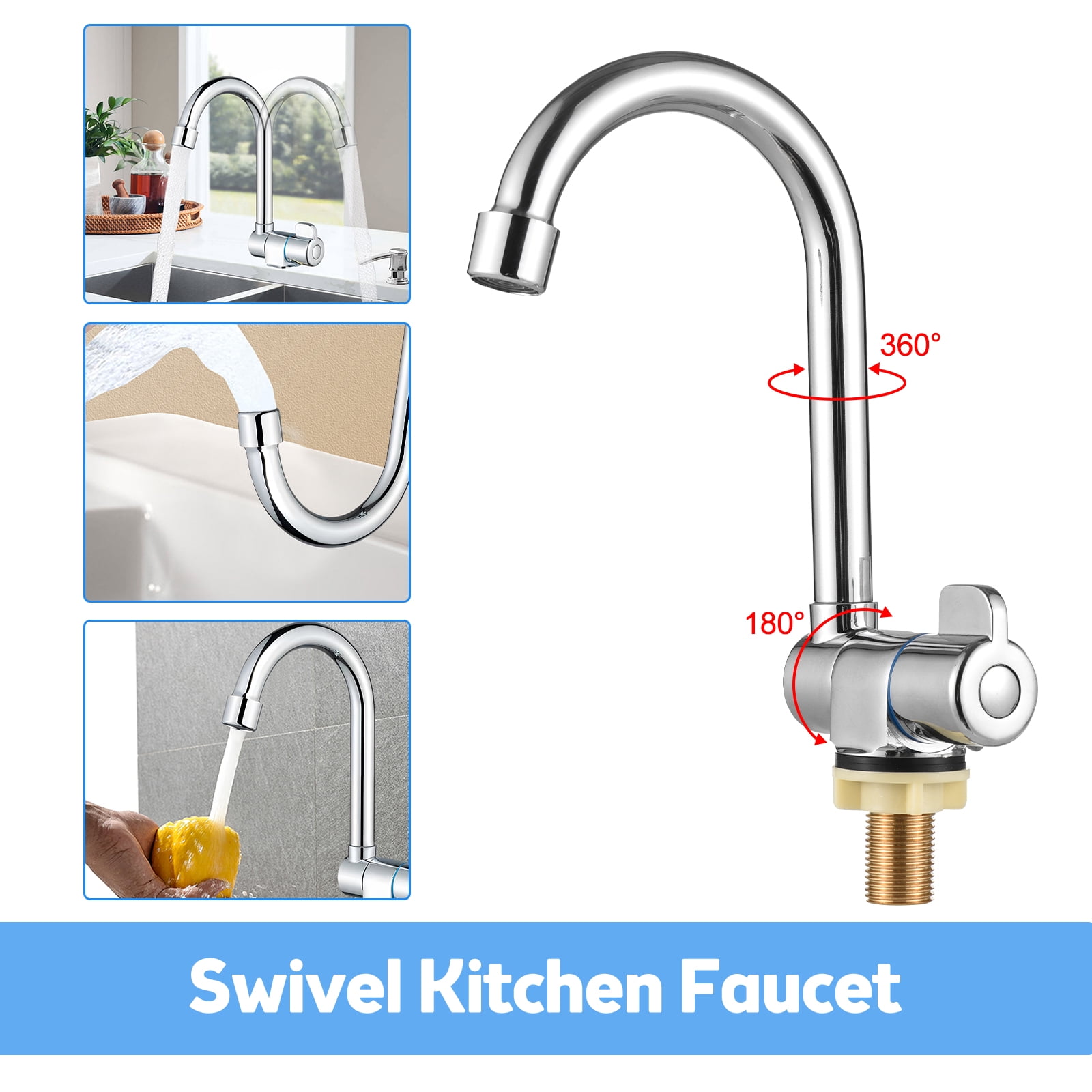 Faucet,Faucet Cold Water Kitchen Rotation Window Handle Plated Rotation ...